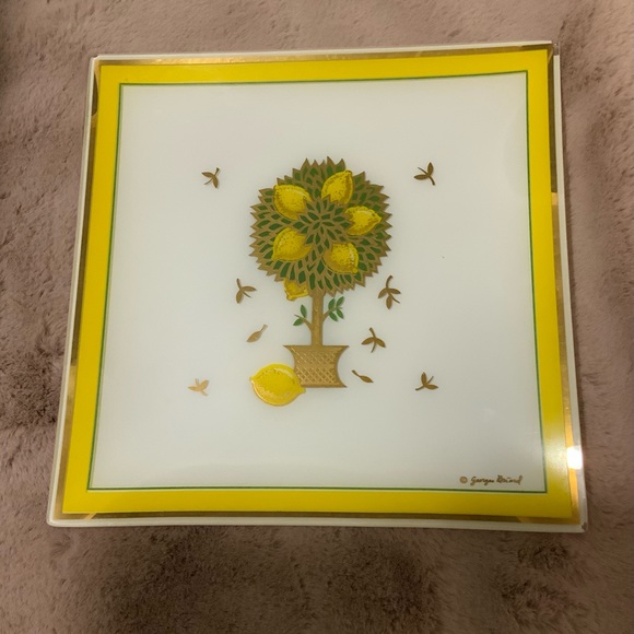 Dining | Vintage Mcm George Briard Lemon Tree Gold 12 Square Glass ...